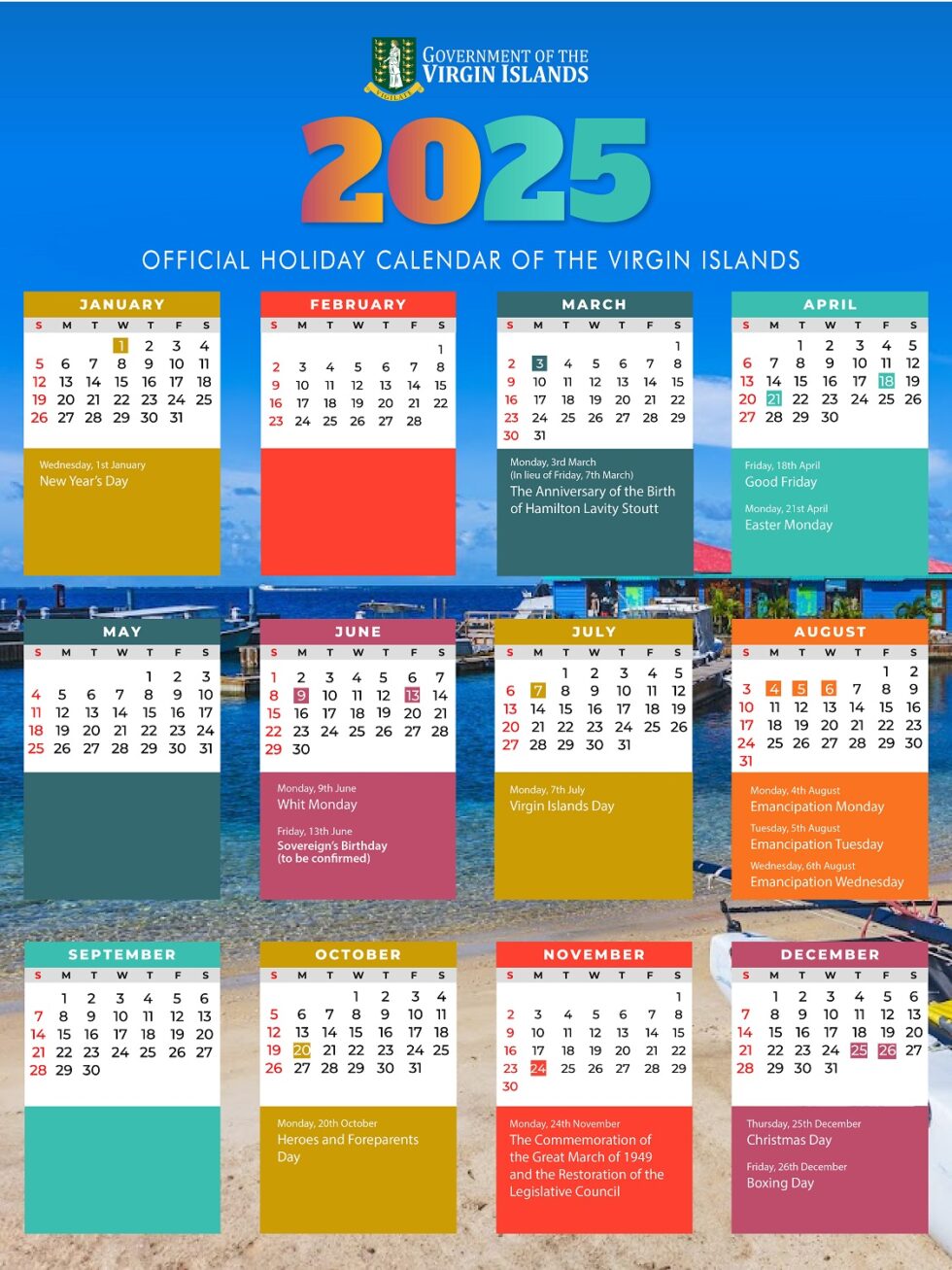 Official Holiday Calendar - BVI Film Commission